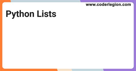 python lists coder legion
