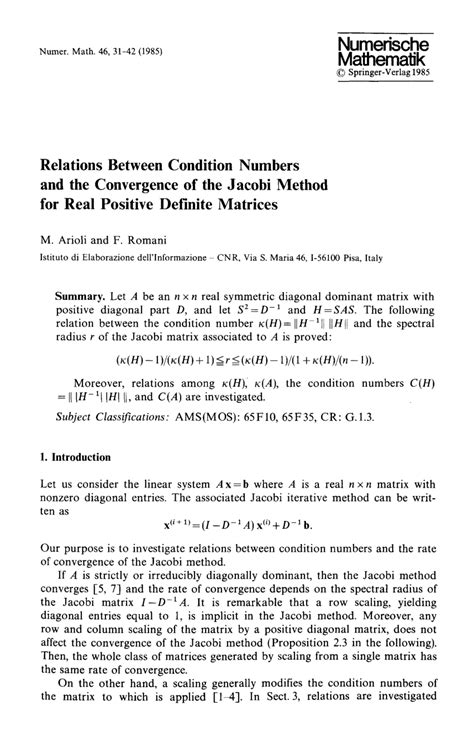 pdf relations between condition numbers and the convergence of the jacobi method for real