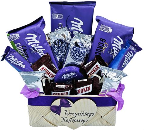 Kosz Prezentowy MILKA Zestaw Słodyczy Box Prezent na Imieniny Urodziny
