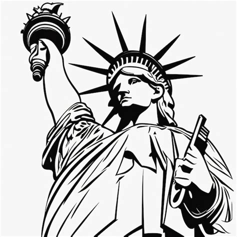 Statue Of Liberty Black And White Clip Art