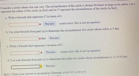 Solved Consider A Circle Whose Size Can Vary The Chegg