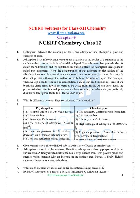 NCERT Solutions For Class 12 Chemistry Chapter 5 Surface Chemistry