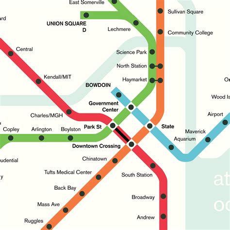 Boston Mbta Subway Map Original Poster Art Print Etsy
