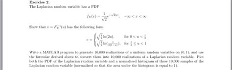 solved exercise 2 the laplacian random variable has a pdf
