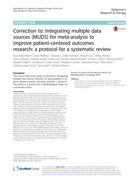 pdf correction to integrating multiple data sources muds for meta analysis to improve