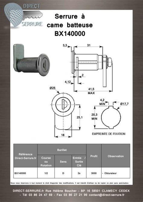 Serrure Came Batteuse Renz Longue BX140000