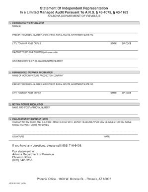 Fillable Online Azdor Arizona Form 81 5597 Statement Of Independent