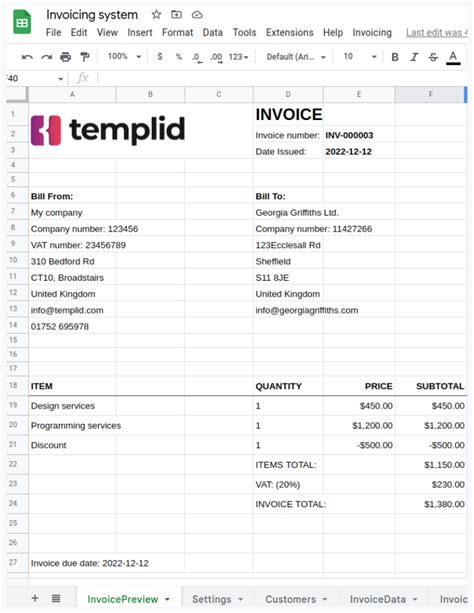 Get A Free Google Sheets Invoice Template