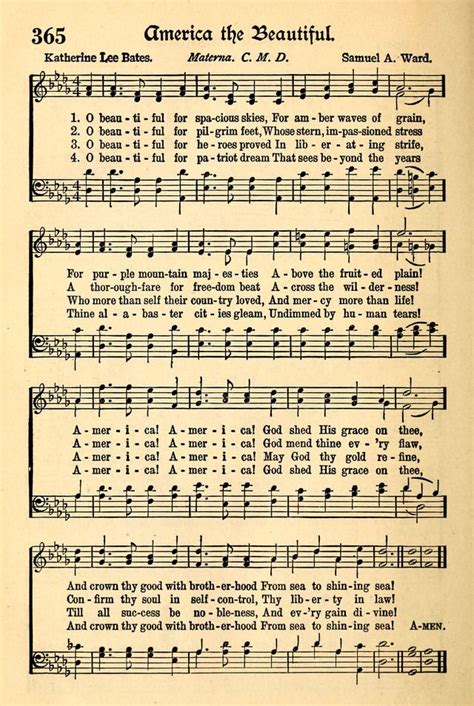 America The Beautiful Lyrics Printable Poster