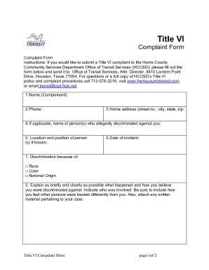 Fillable Online Basin Transit Service Title Vi Complaint Form Fax