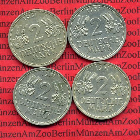 Bundesrepublik Deutschland 2 DM Satz Weintrauben D F G J 1951 D F GJ 2