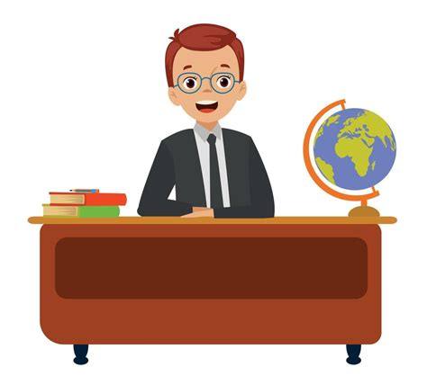 Profesor Masculino En El Escritorio Del Profesor 14831325 Vector En