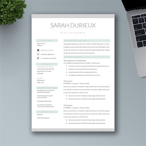 Modèle CV Aide Soignante Mon Beau CV