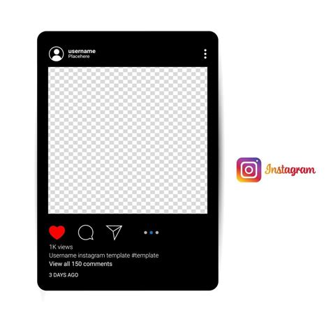 Instagram Post Template Set Isolated Instagram Photo Frame On Abstract