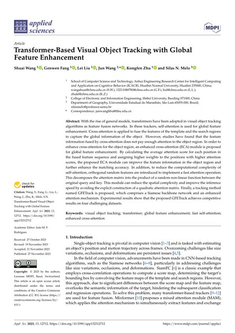 pdf transformer based visual object tracking with global feature enhancement