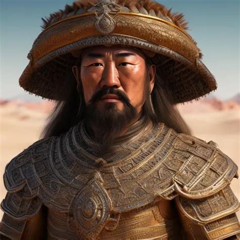Portrait Of Genghis Khan In Desert K High Qualit Openart
