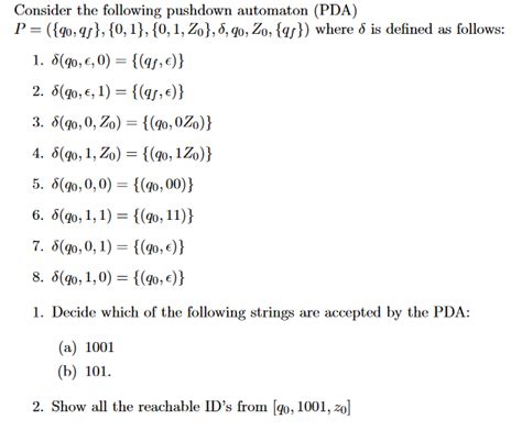 Solved Consider The Following Pushdown Automaton Pda P Chegg