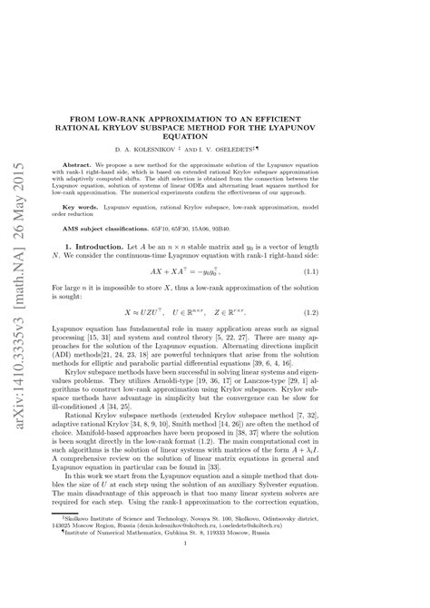 pdf from low rank approximation to an efficient rational krylov subspace method for the