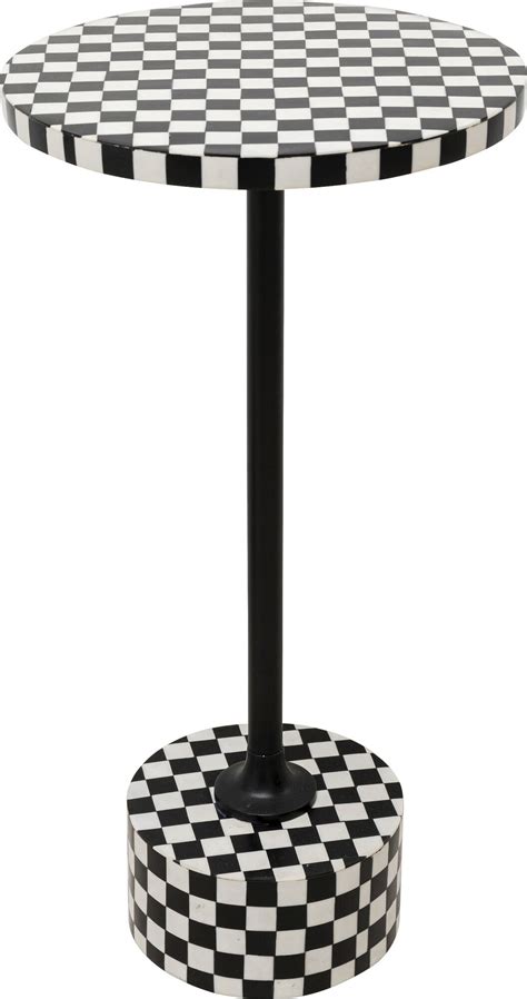 Tavolino d appoggio Domero Chess nero bianco Ø25cm KARE