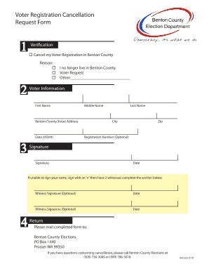Fillable Online Voter Registration Cancellation Request Form