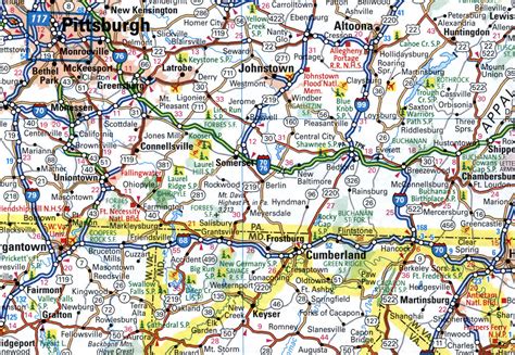 Map Of Interstate Highway I 68 Via West Virginia Maryland Interchange