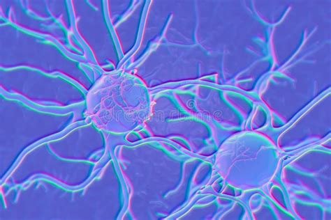 Neurons Brain Cells Neural Network 3D Illustration Stock