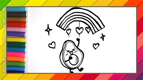 Cómo Dibujar un AGUACATE KAWAII ARCOIRIS Fácil y Paso a Paso