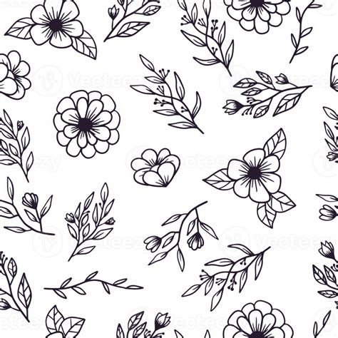 rabisco floral desatado padronizar mão desenhado flores e folhas