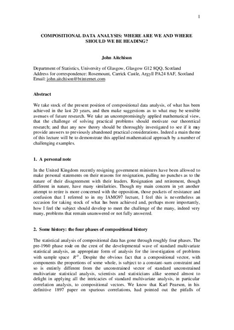 pdf compositional data analysis where are we and where should we be heading juan josé