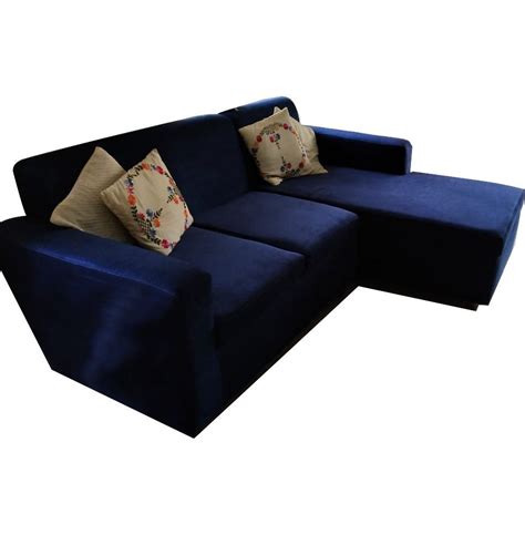 Akeel Interior Modern Navy Blue L Shape Wooden Sofa Set Living Room At