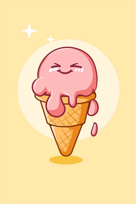 Cute Ice Cream Icon Cartoon Illustration 3226840 Vector Art At Vecteezy