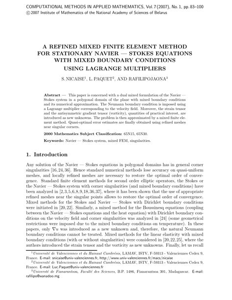 pdf a refined mixed finite element method for stationary navier—stokes equations with mixed