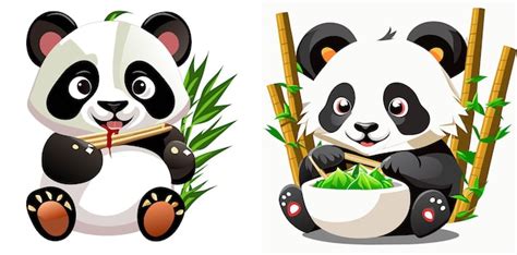 Premium Vector Cute Panda Eat Bamboo