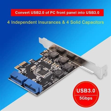 AA08638 Carte D Extension PCI E Vers 2 Ports USB30 19 Pin PCI Express