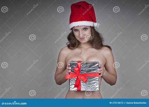 Christmas Naked Girl Covered Gift Stock Photo Image Of Female