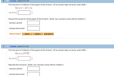 solved find the point of inflection of the graph of the