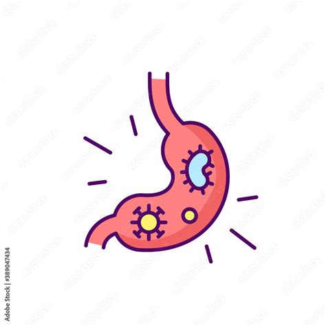 Stomach Virus RGB Color Icon Viral Gastroenteritis Intestinal