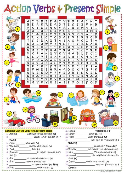Action Verbs Present Simpl English ESL Worksheets Pdf Doc