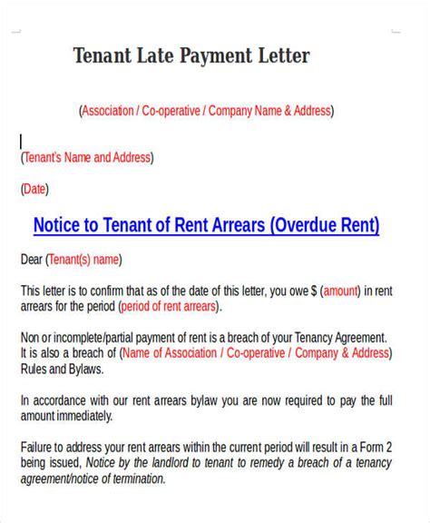 Late Payment Notice Letter Samples