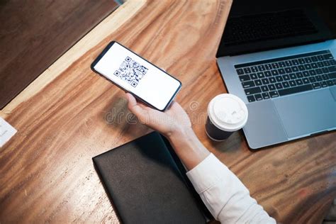 Qr Code Payment Woman Scanning QR Code Online Shopping Cashless