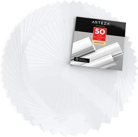 Arteza Láminas de vinilo adhesivo Color blanco brillante 50 hojas