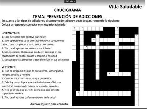 Ayuda Con Este Crucigrama Sobre Las Drogas Investigo En Google Pero
