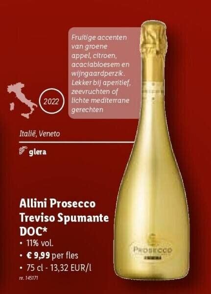 Allini Prosecco Treviso Spumante Doc Promotie Bij Lidl