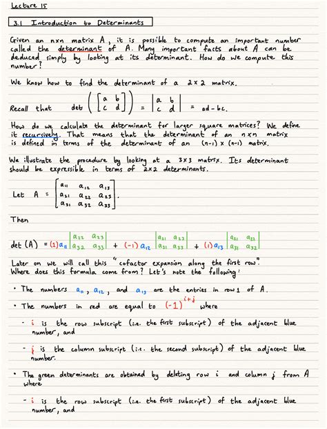 mths212 lecture 15 section 3 lecture 15 3 i introduction to determinants given an nxn matrix