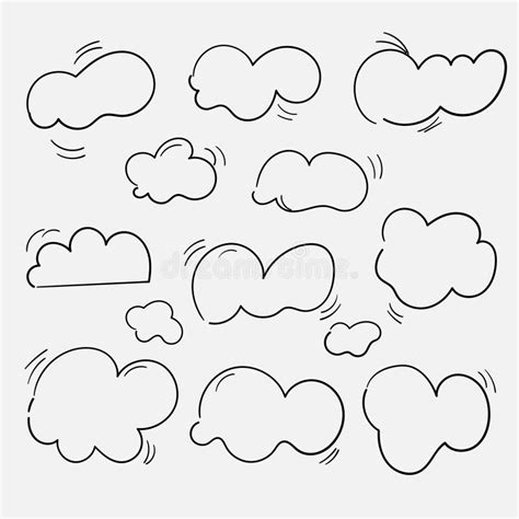 Satz Von Wolke Handgezeichnete Linie Kunst Mit Doodle Stil Wolke