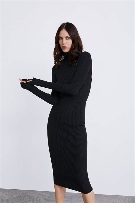 Image 5 Of LONG RIBBED KNIT DRESS From Zara Ribbed Knit Dress Long