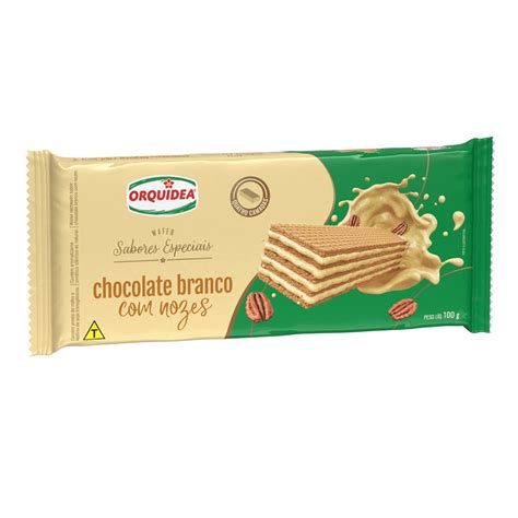 Biscoito Wafer Chocolate Branco Nozes Orquídea 100g Submarino