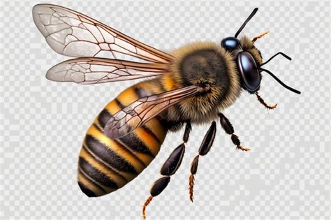 Representación 3d de abeja aislada sobre fondo transparente ia