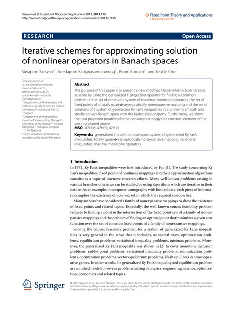 pdf iterative schemes for approximating solution of nonlinear operators in banach spaces