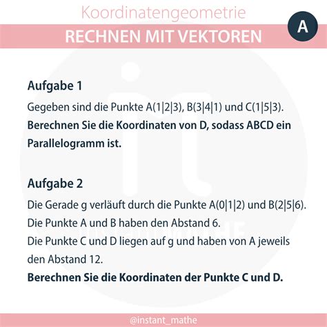 Rechnen mit Vektoren Übungsaufgaben InstantMathe